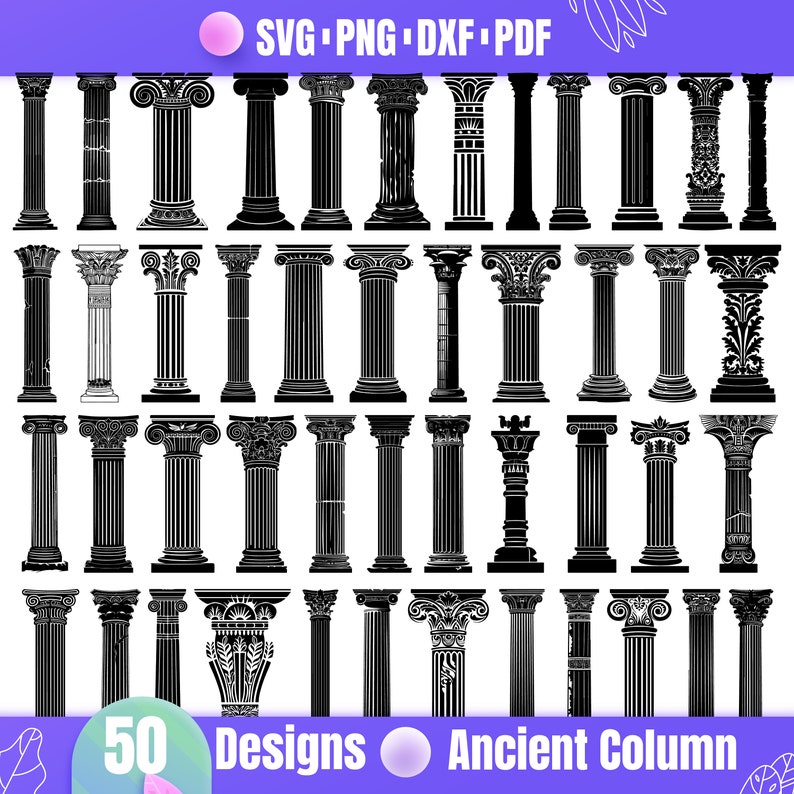 High Quality Ancient Column SVG Bundle, Ancient Column Dxf, Ancient ...