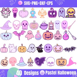 High Quality Pastel Halloween Clipart Bundle, Pumpkin Clipart, Cute ...