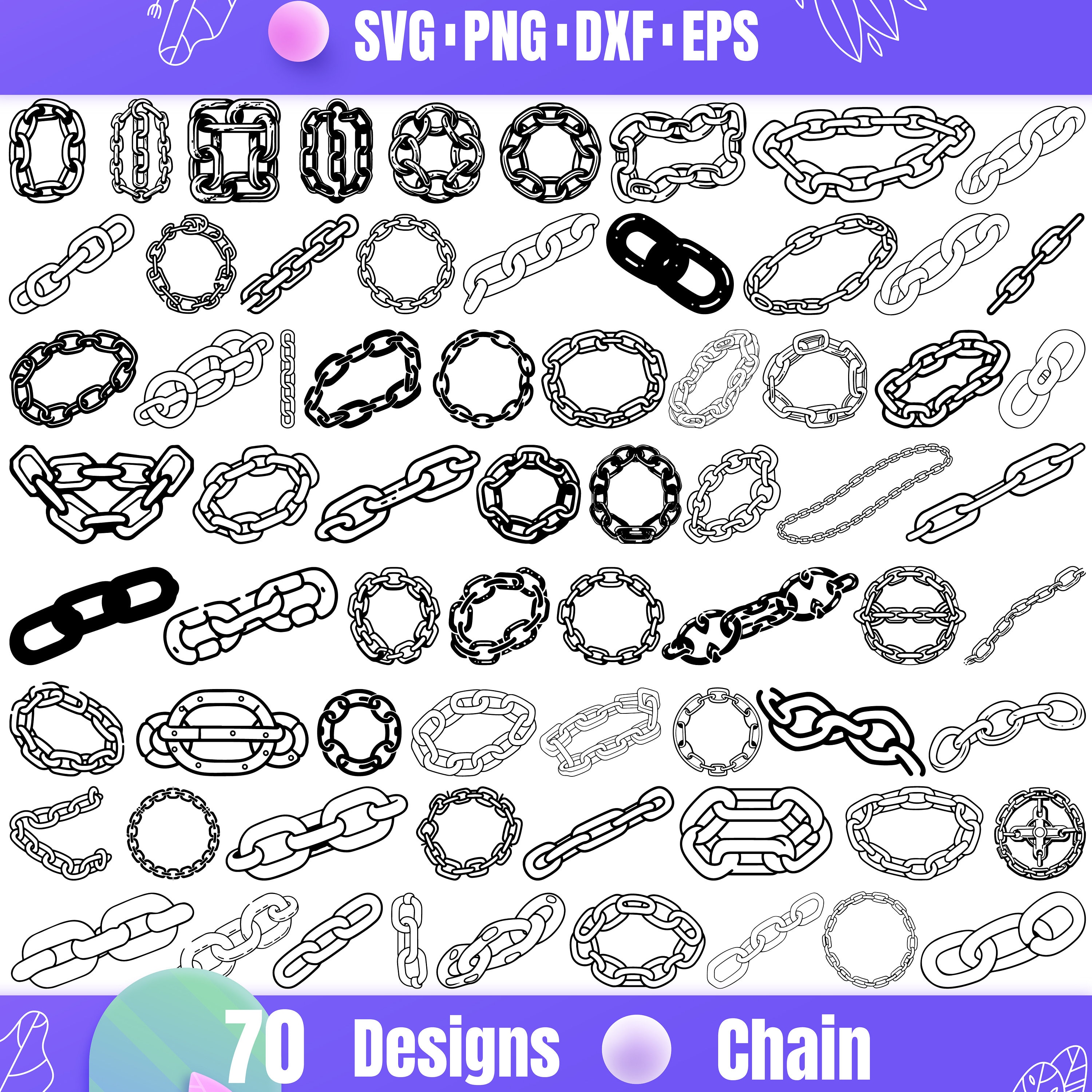 High Quality Chain SVG Bundle, Chain Monogram, Chain Dxf, Chain Png ...