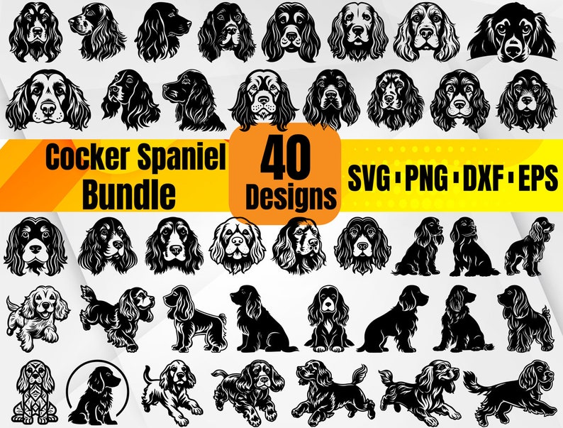 High Quality Cocker Spaniel SVG Bundle, Cocker Spaniel Face Svg, Cocker ...