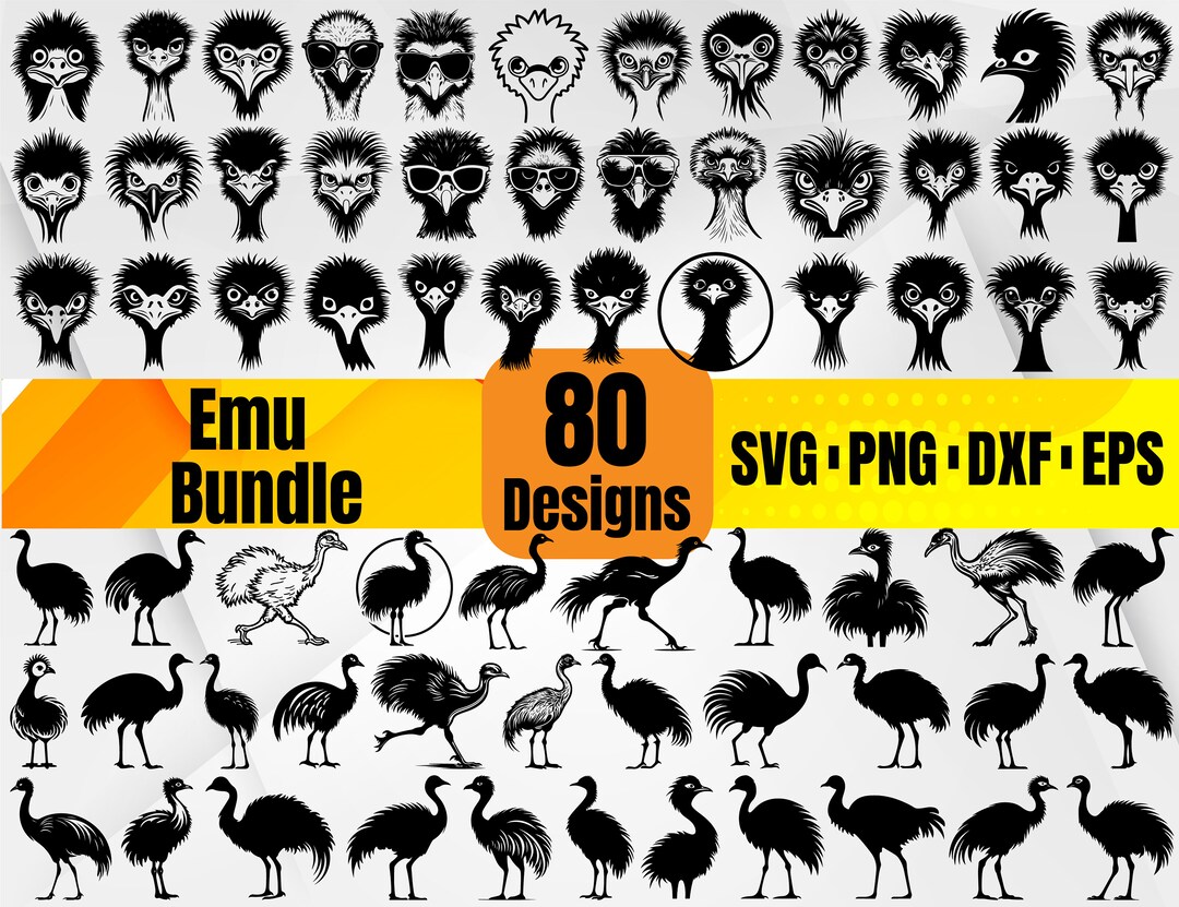 High Quality Emu SVG Bundle, Emus Svg, Ostrich Svg, Emu Monogram, Emu ...