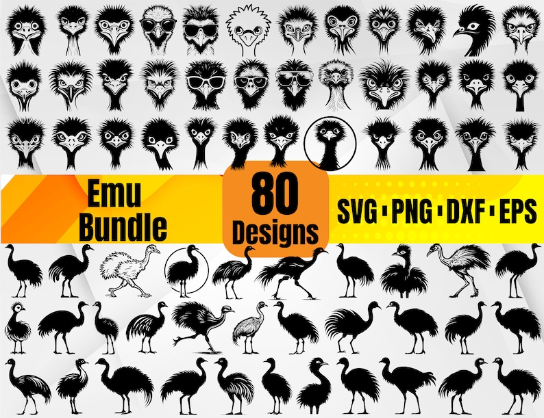 High Quality Emu SVG Bundle, Emus Svg, Ostrich Svg, Emu Monogram, Emu ...