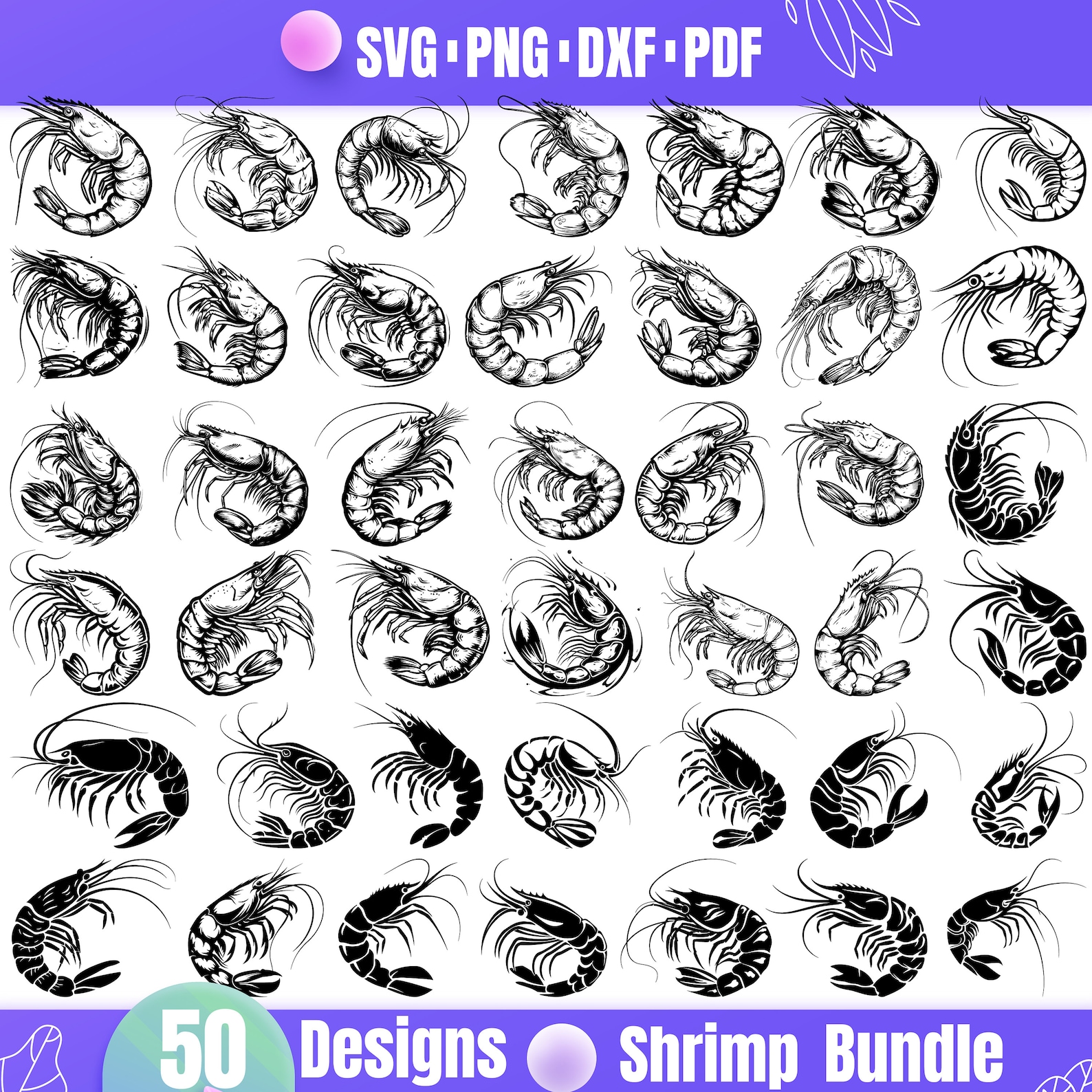 High Quality Shrimp SVG Bundle, Shrimp Dxf, Shrimp Png, Shrimp Vector ...