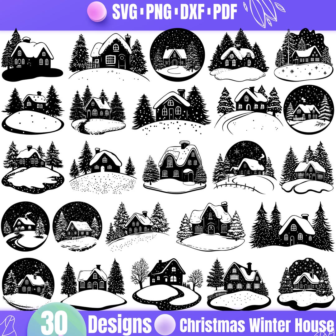 High Quality Christmas Winter House SVG Bundle, Snowy House, Holiday ...