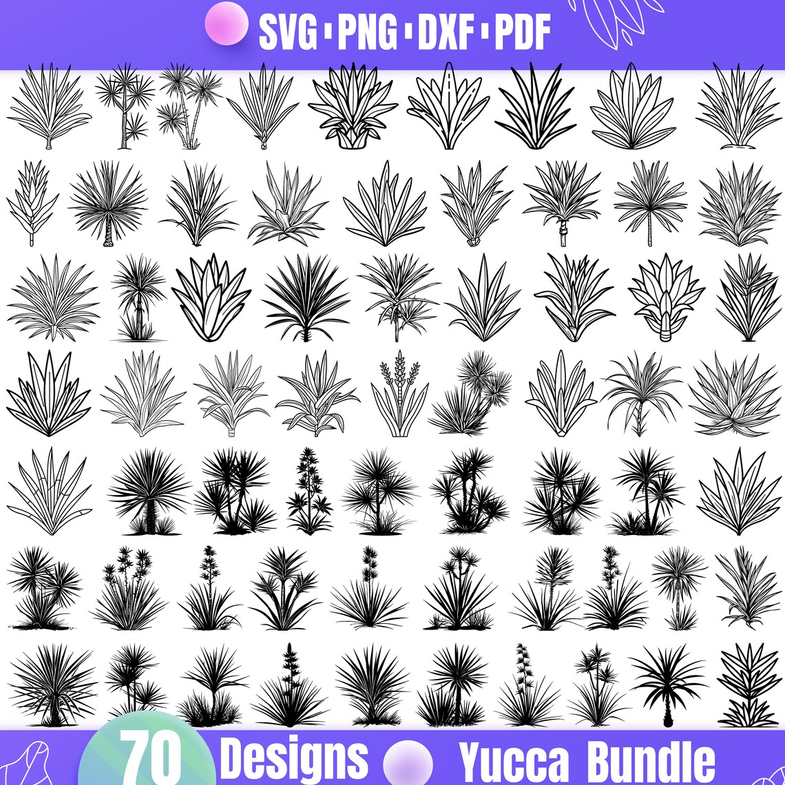 High Quality Yucca SVG Bundle, Yucca Dxf, Yucca Png, Yucca Vector ...