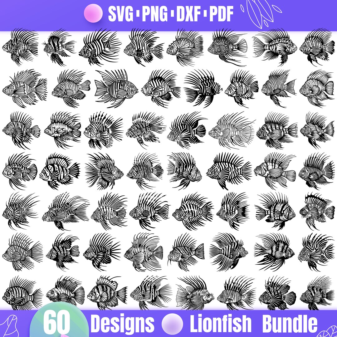 Lionfish SVG – Exotic Tropical Fish Clipart for Ocean & Marine Designs ...