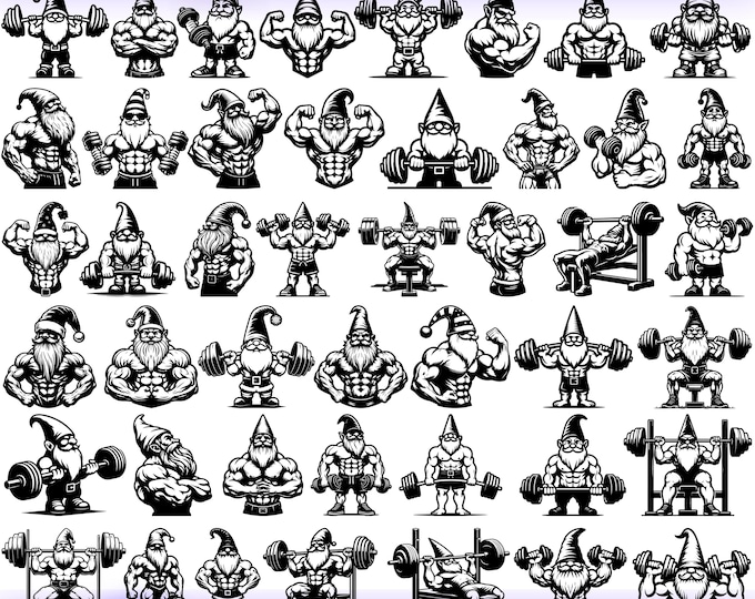 Gnome Bodybuilder SVG, Garden Gnome SVG, Nordic Gnome Svg, Gnome ...