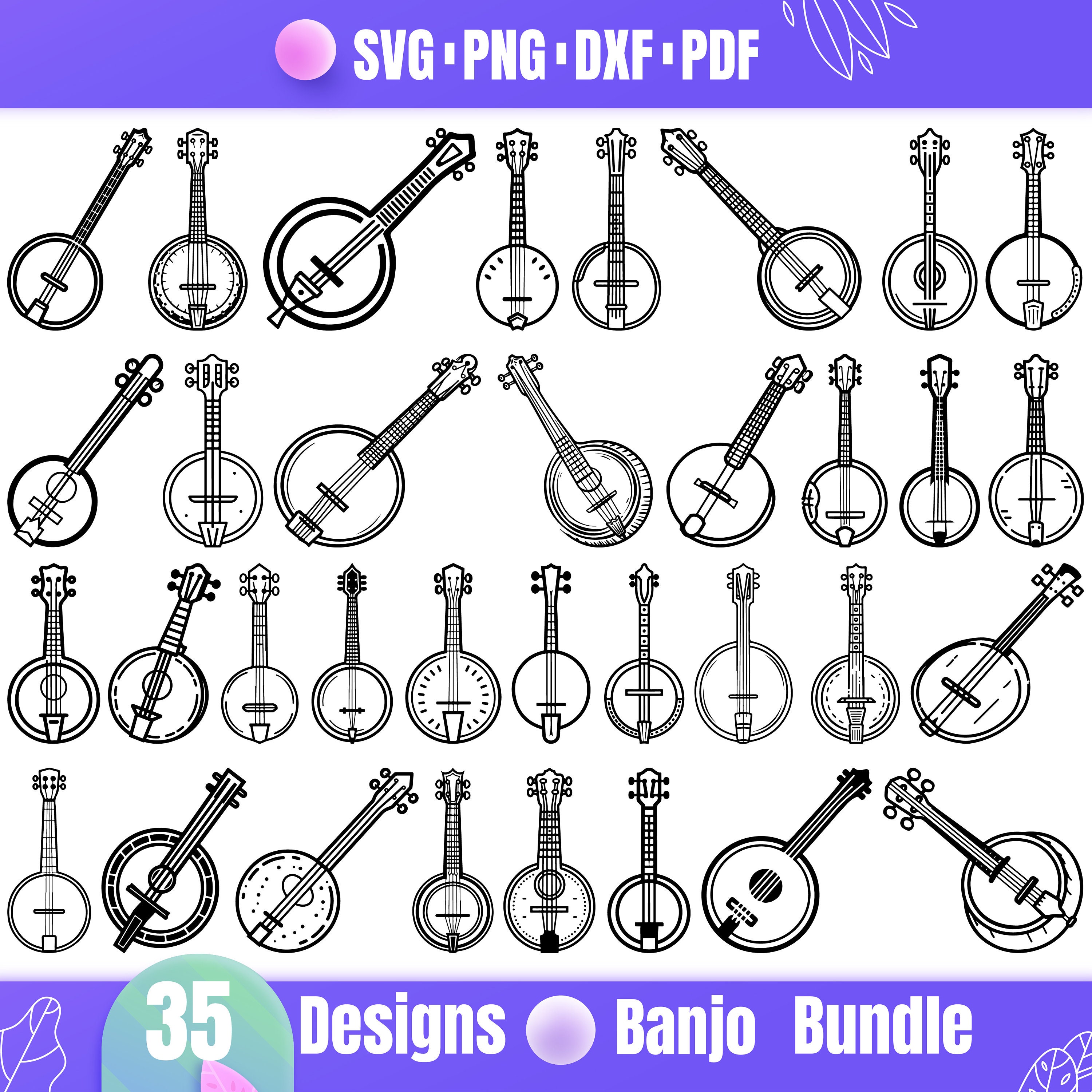 High Quality Banjo SVG Bundle, Banjo Dxf, Banjo Png, Banjo Vector ...