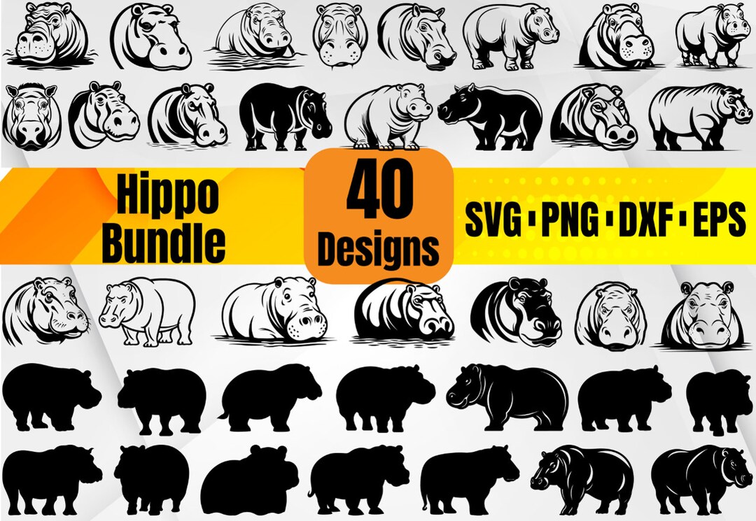 High Quality Hippo SVG Bundle, Hippopotamus Svg, Hippo Head Svg, Hippo ...