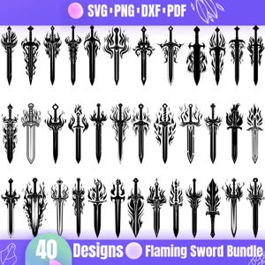 High Quality Flaming Sword SVG Bundle, Fire Sword Svg, Fantasy Sword ...