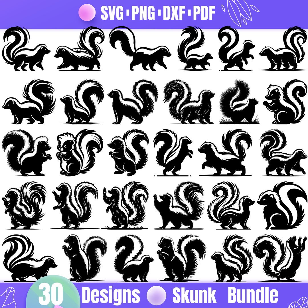 High Quality Skunk SVG Bundle, Skunk Dxf, Skunk Png, Skunk Vector ...
