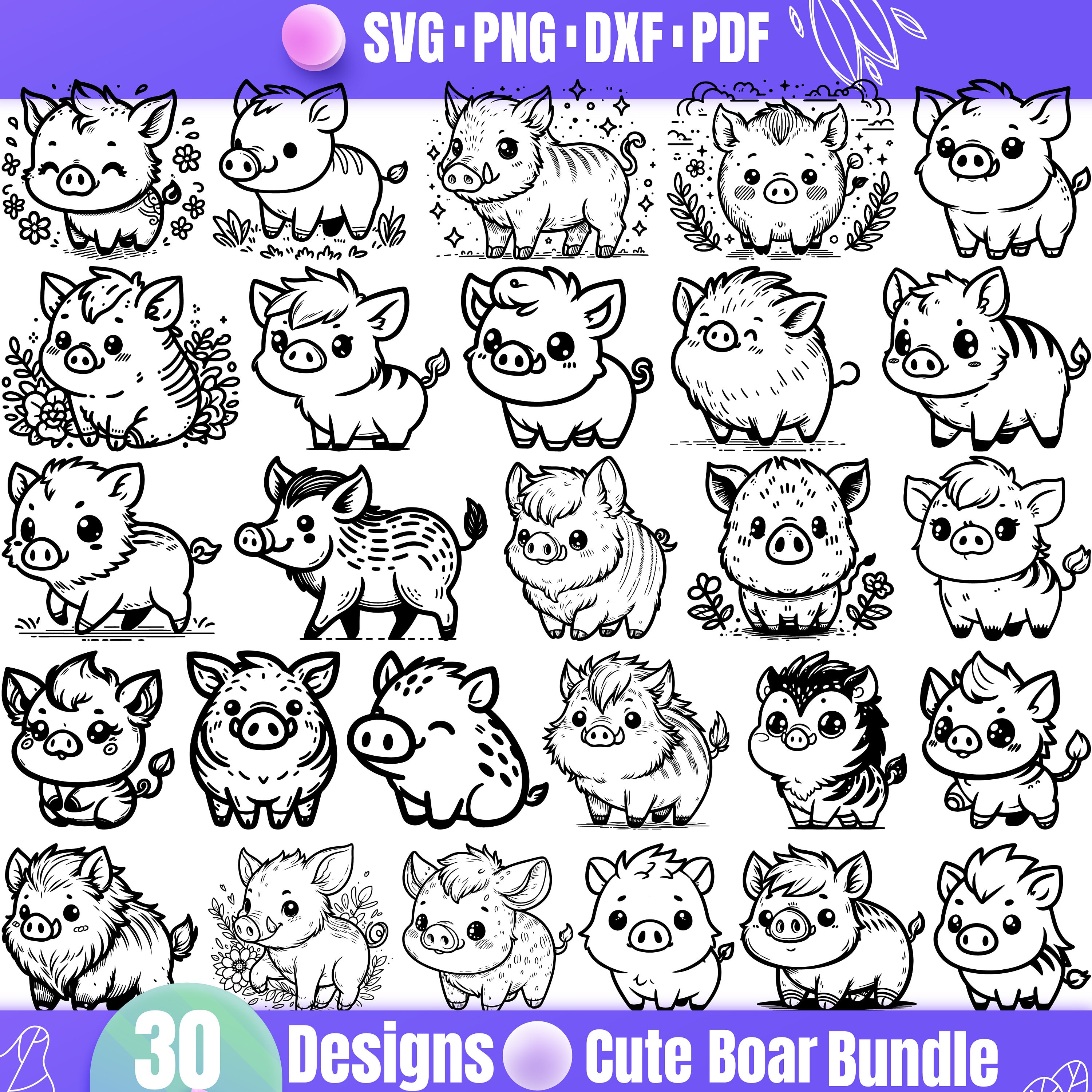 High Quality Cute Boar SVG Bundle, Cute Boar Dxf, Cute Boar Png, Cute ...