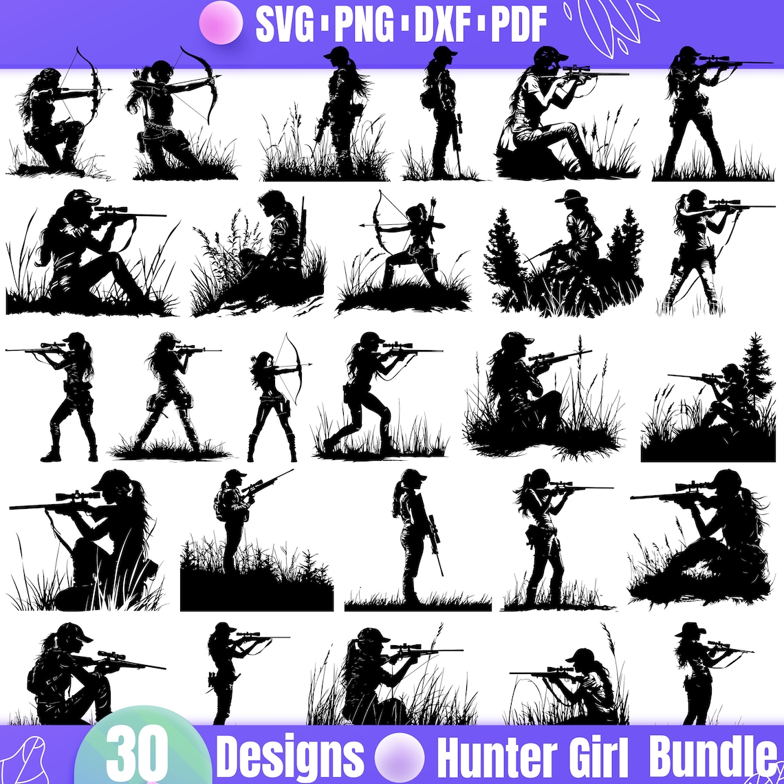 High Quality Hunter Girl SVG Bundle, Hunter Girl Dxf, Hunter Girl Png ...