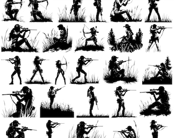 Hunter Girl SVG Bundle, Hunter Girl Dxf, Hunter Girl Png, Hunter Girl ...