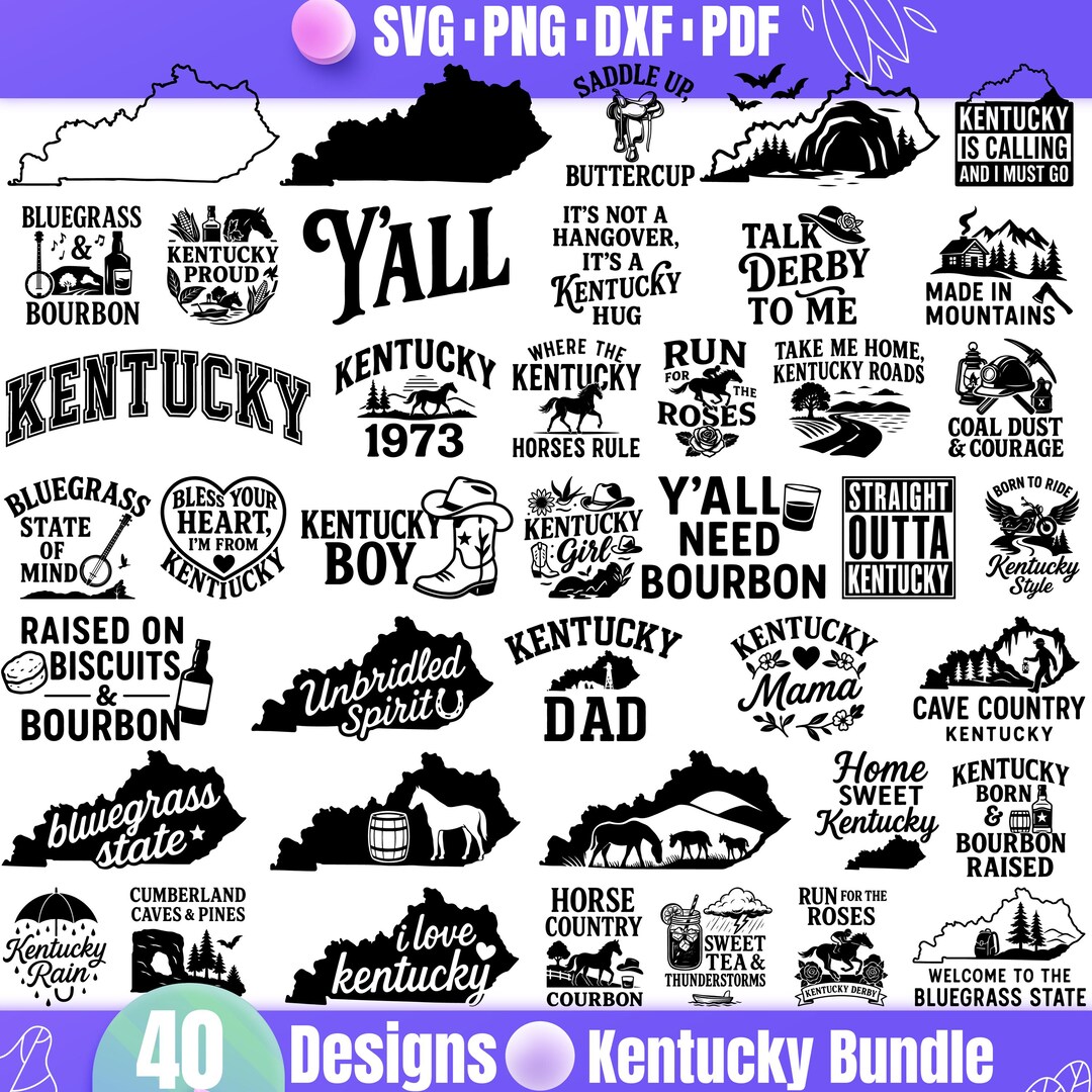 Kentucky SVG Bundle | 40 Kentucky State Designs | Kentucky Derby ...