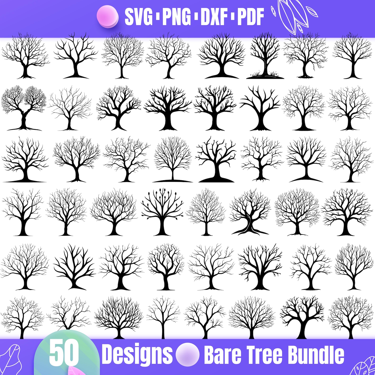 High Quality Bare Tree SVG Bundle, Leafless Tree Svg, Forest Tree Svg ...