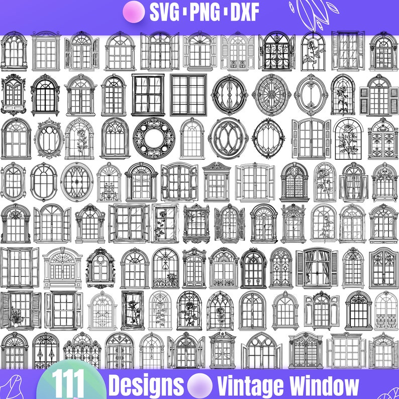 High Quality Vintage Window SVG Bundle, Vintage Window Dxf, Vintage ...