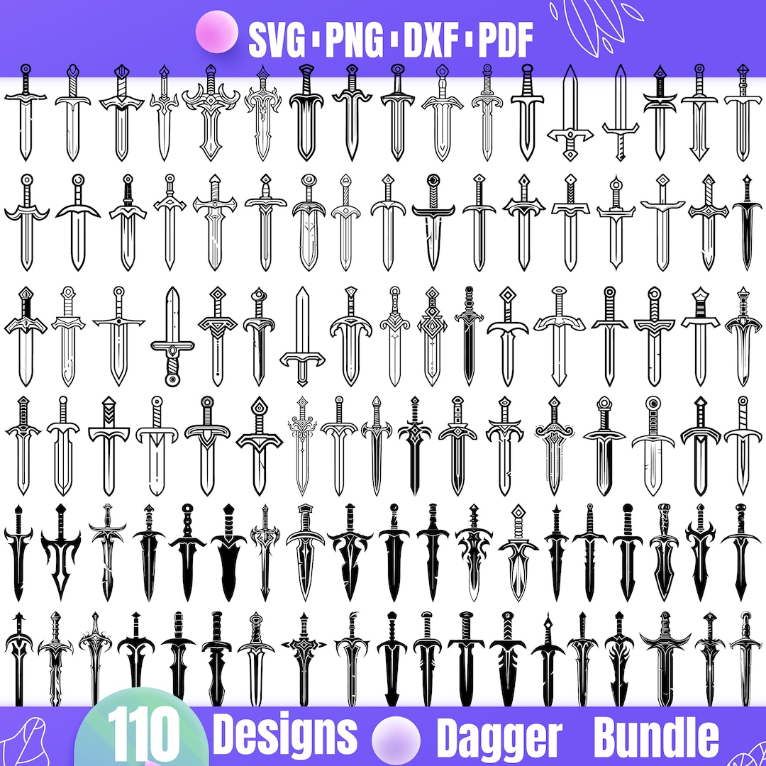 High Quality Dagger SVG Bundle, Dagger Dxf, Dagger Png, Dagger Vector ...