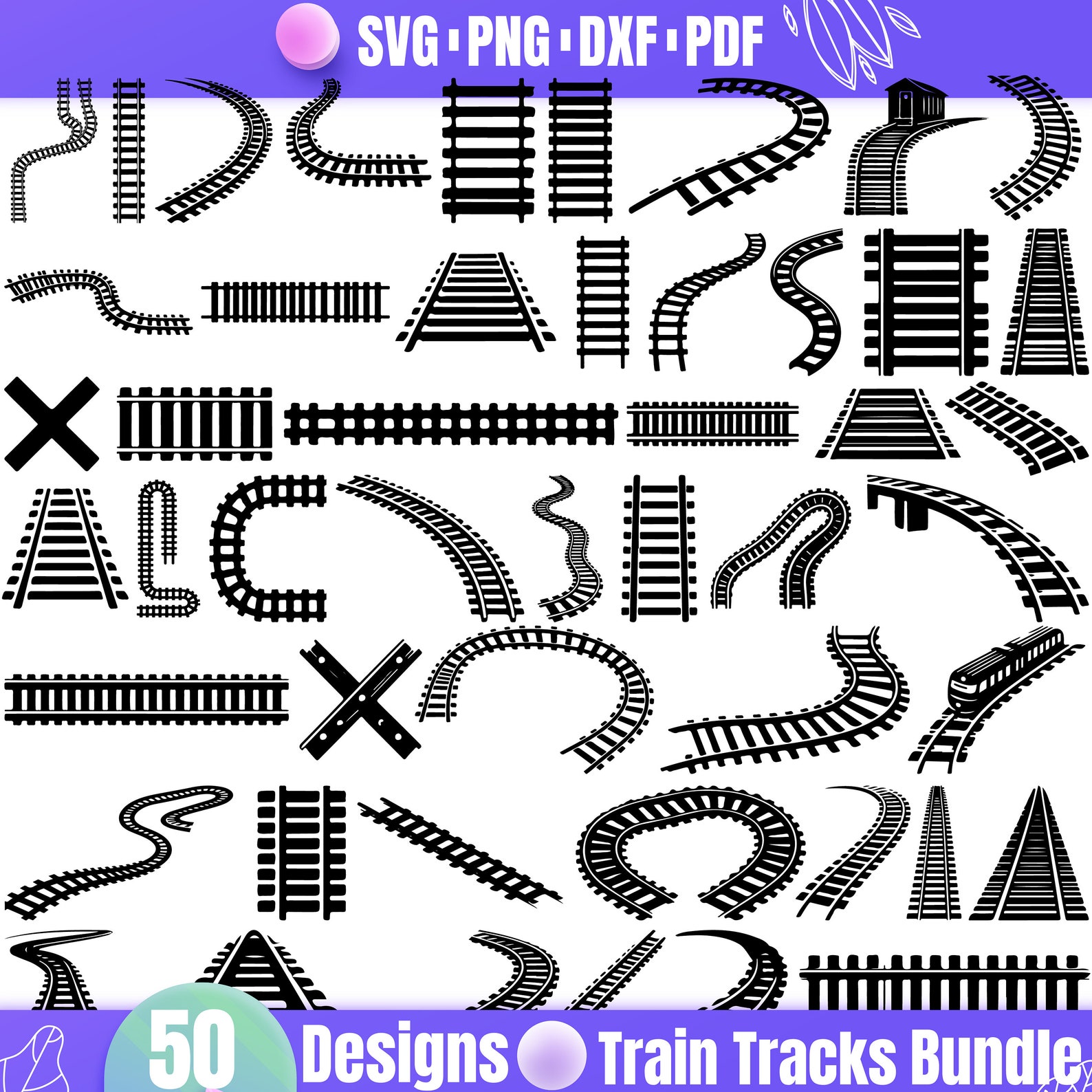 High Quality Train Tracks SVG Bundle, Train Tracks Dxf, Train Tracks ...