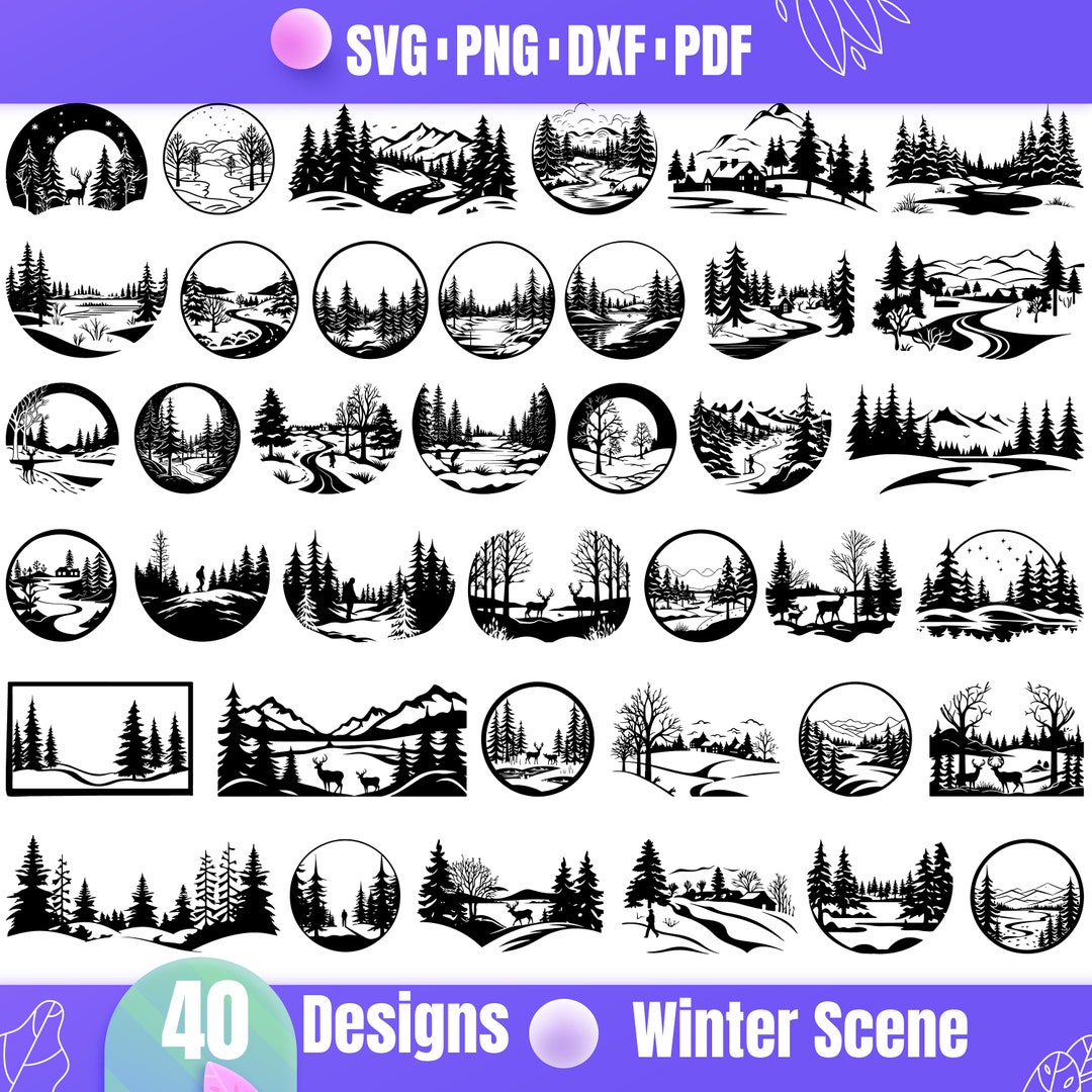 High Quality Winter Scene SVG Bundle, Winter Scene Clipart, Winter ...