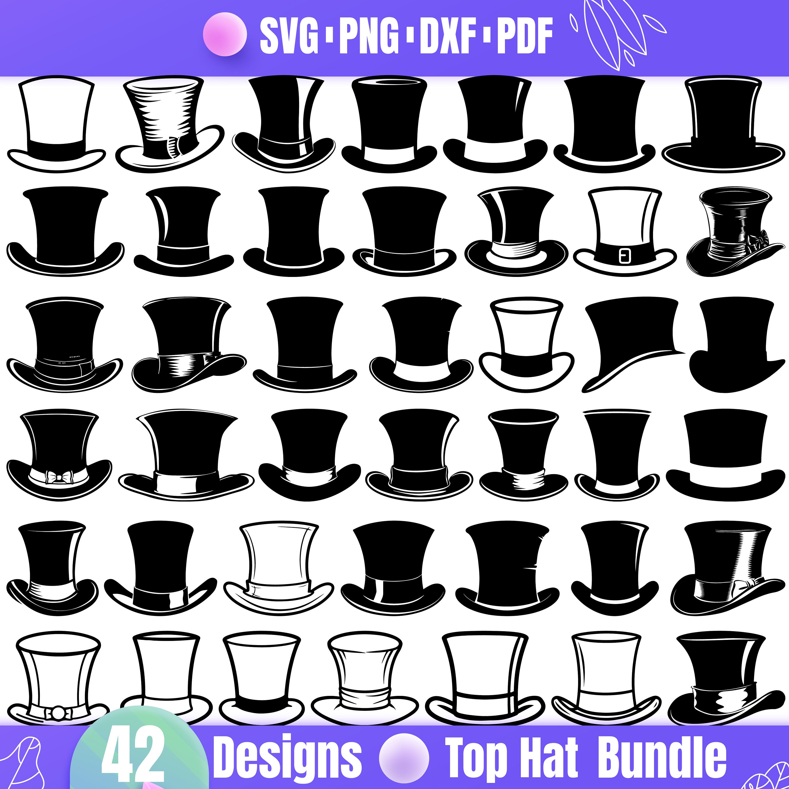 High Quality Top Hat SVG Bundle, Top Hat Dxf, Top Hat Png, Top Hat ...