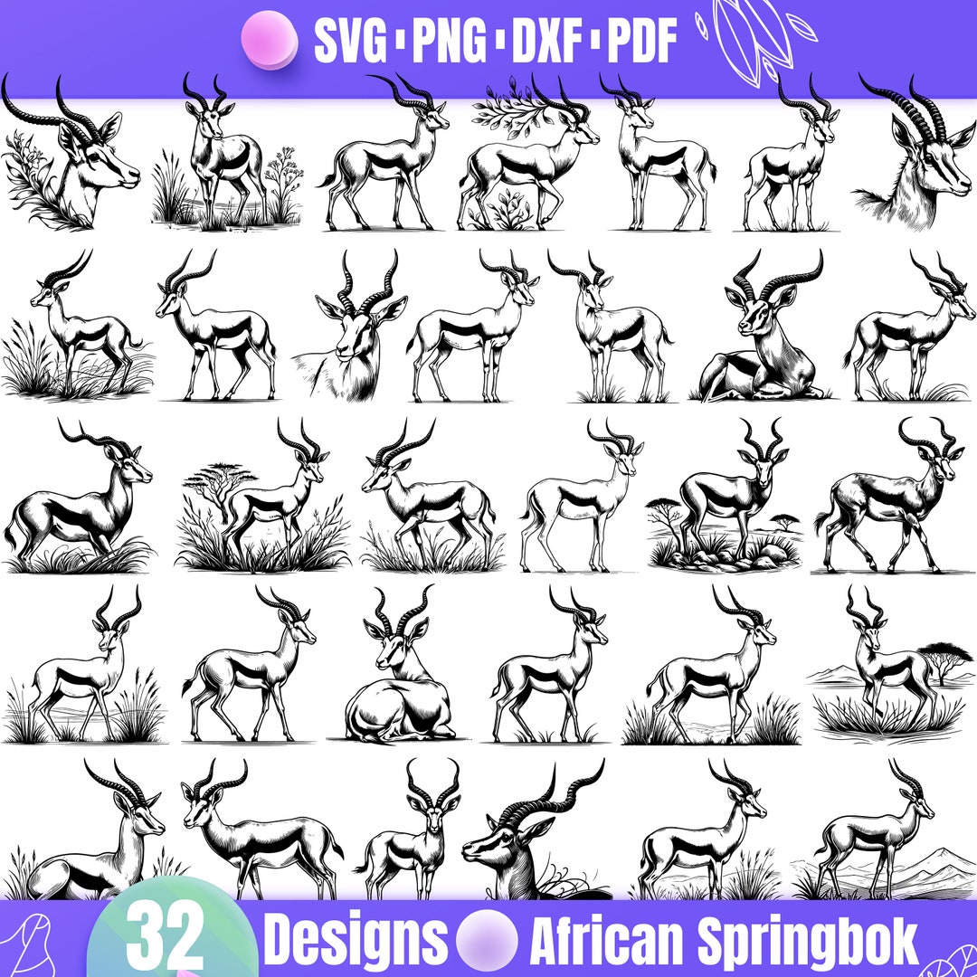 High Quality African Springbok SVG Bundle, African Springbok Dxf ...