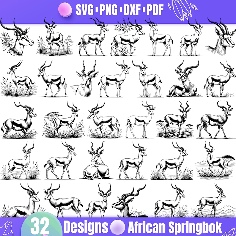 High Quality African Springbok SVG Bundle, African Springbok Dxf ...