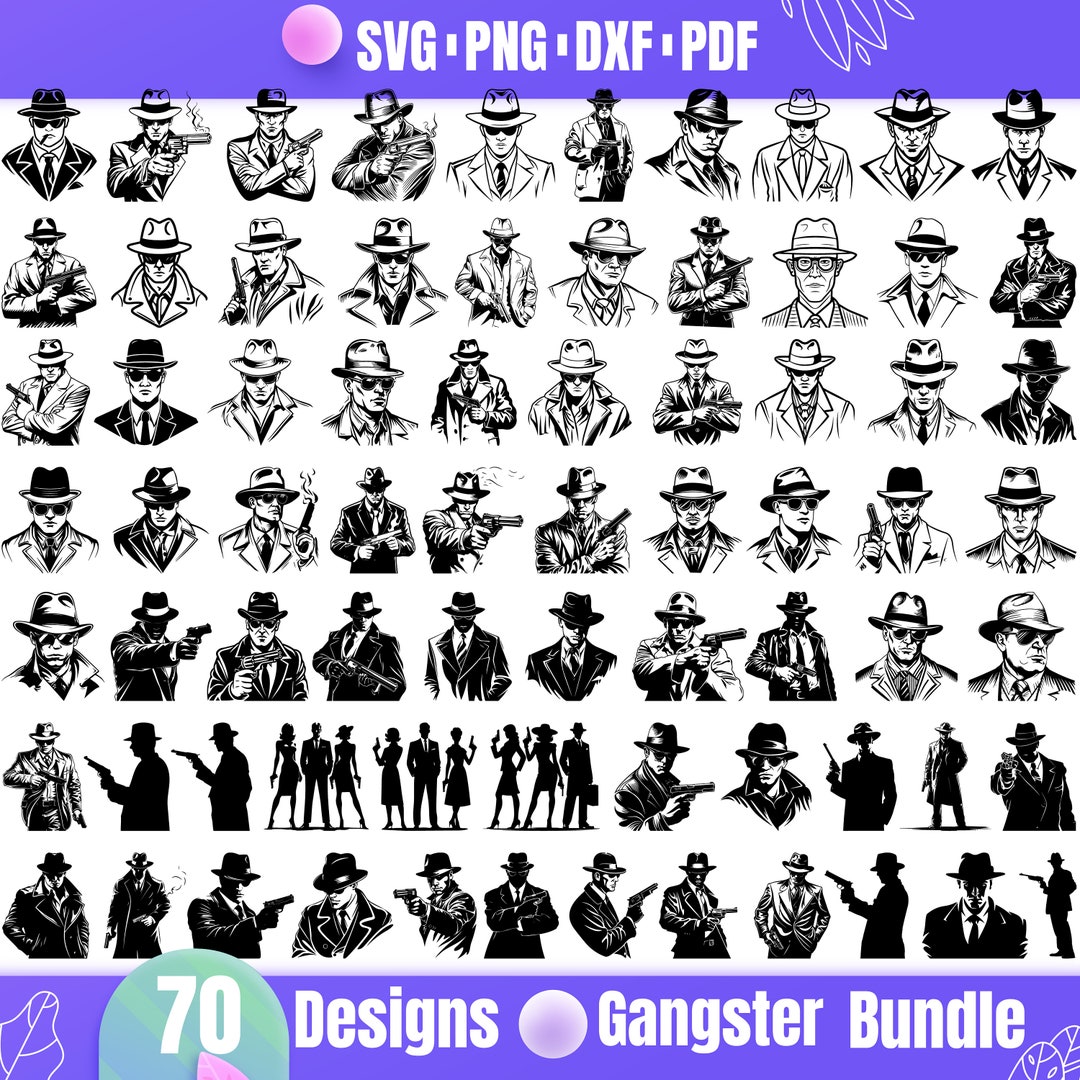Gangster Vector Bundle — 70 Mafia Illustrations and Vintage Crime ...