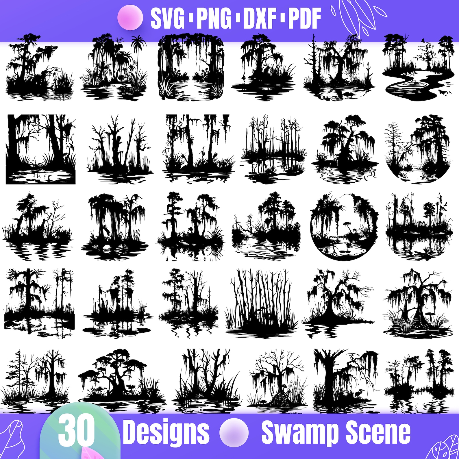 High Quality Swamp Scene SVG Bundle, Swamp Scene Dxf, Swamp Scene Png ...