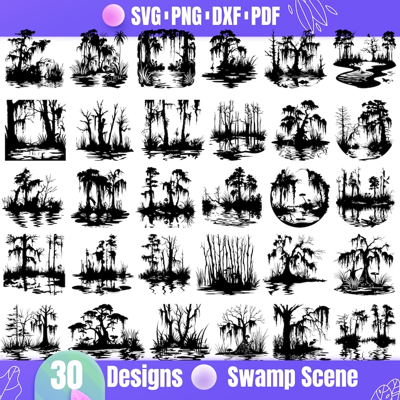 High Quality Swamp Scene SVG Bundle, Swamp Scene Dxf, Swamp Scene Png ...