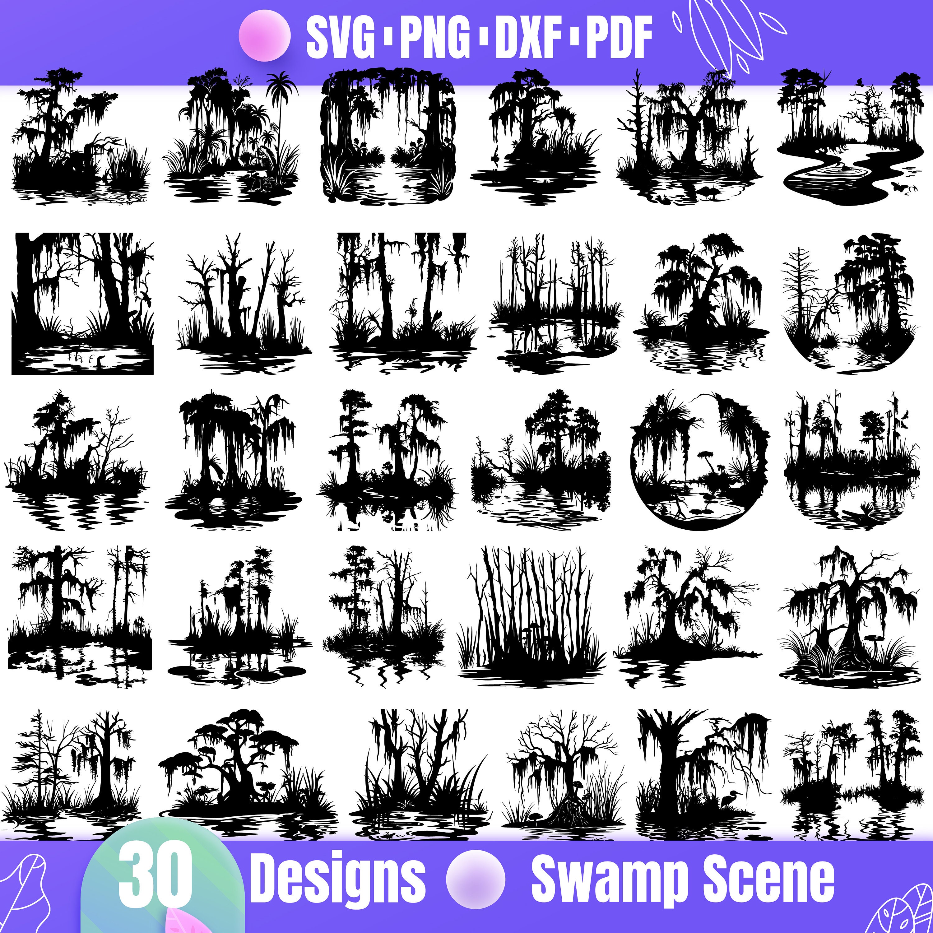 High Quality Swamp Scene SVG Bundle, Swamp Scene Dxf, Swamp Scene Png ...