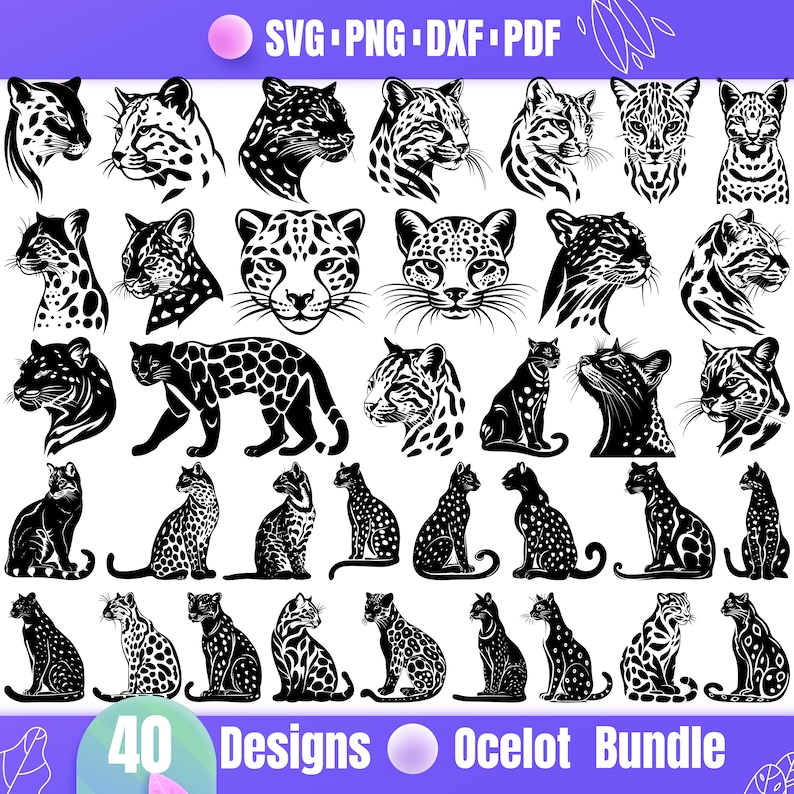 High Quality Ocelot SVG Bundle, Ocelot Dxf, Ocelot Png, Ocelot Vector ...