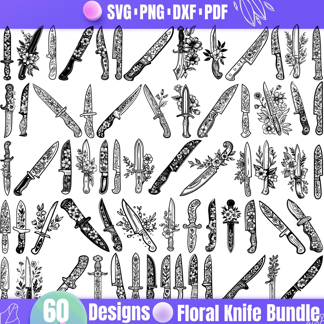 High Quality Floral Knife SVG Bundle, Floral Knife Dxf, Floral Knife ...