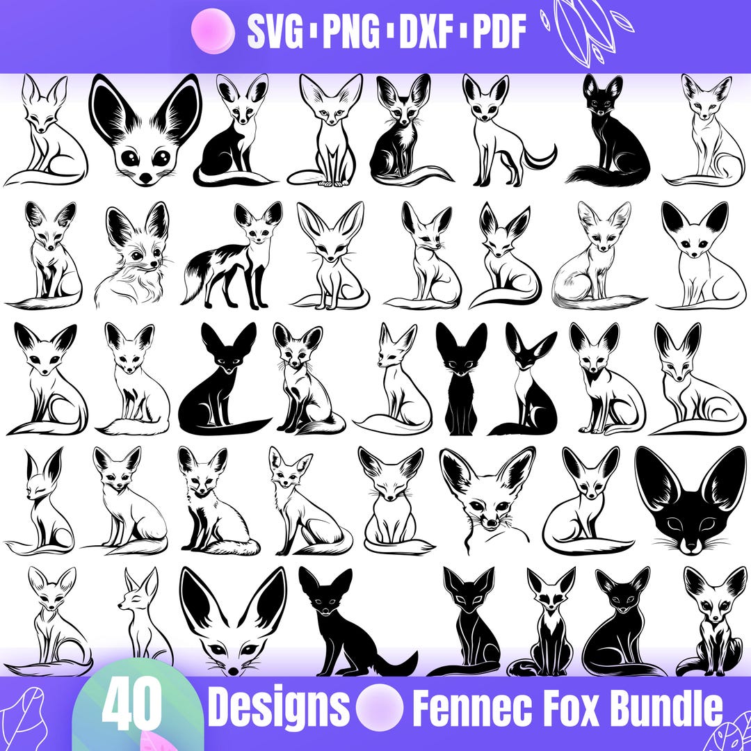 Fennec Fox SVG Bundle — 40 Desert Animal Illustrations and Wildlife ...