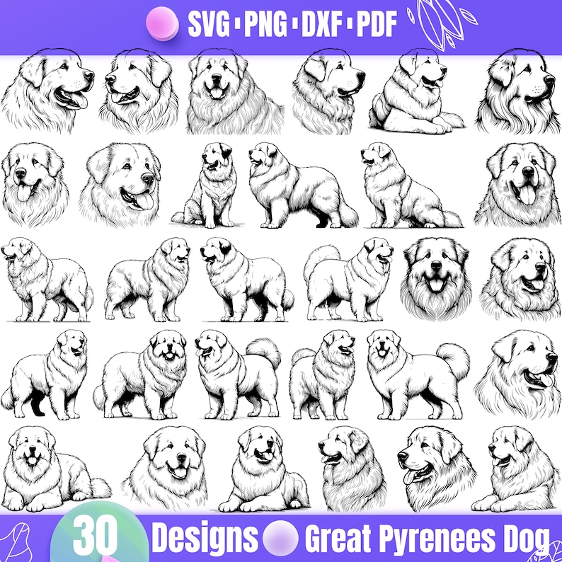 High Quality Great Pyrenees Dog SVG Bundle, Great Pyrenees Dxf, Great ...