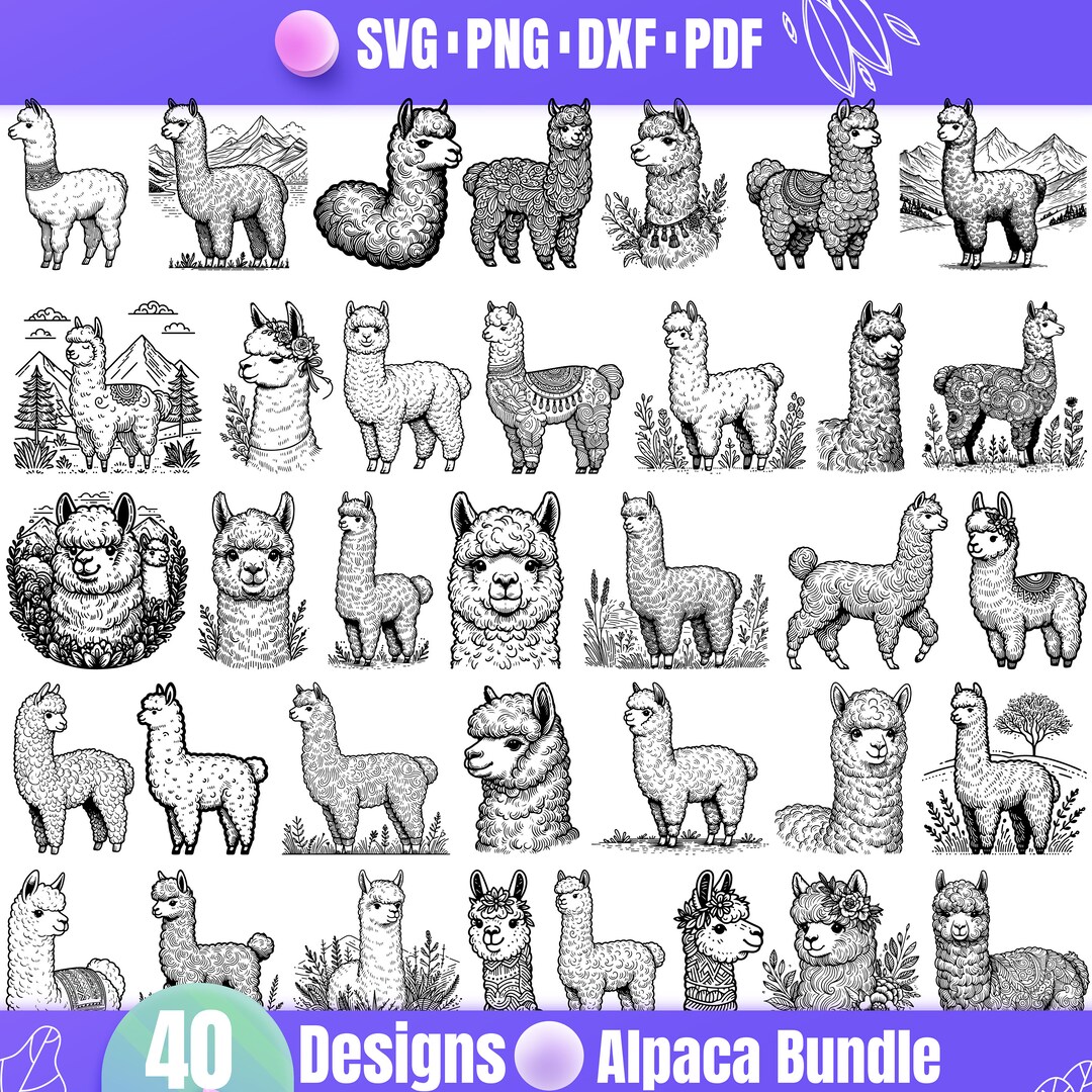High Quality Alpaca SVG Bundle, Alpaca Dxf, Alpaca Png, Alpaca Vector ...