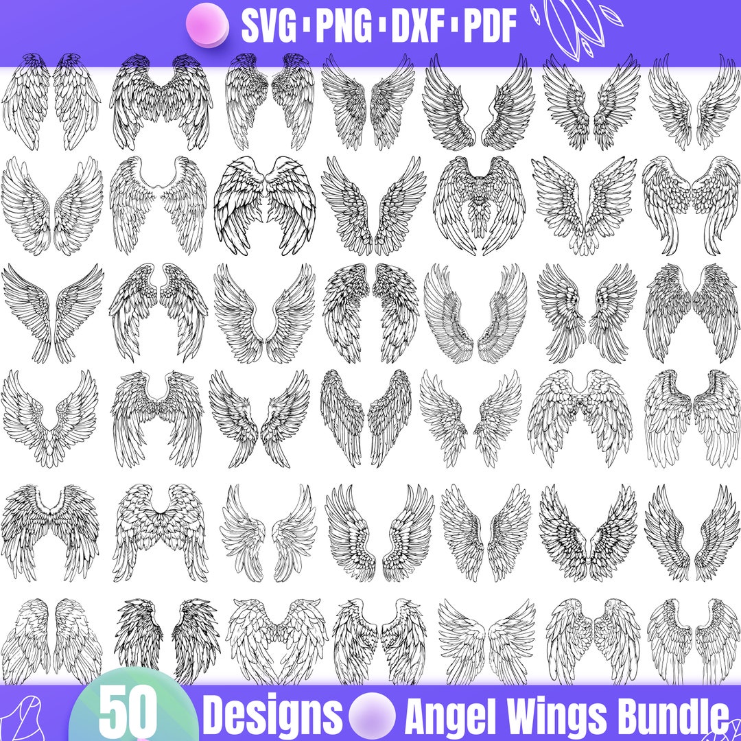 High Quality Angel Wings SVG Bundle, Angel Wings Dxf, Angel Wings Png ...