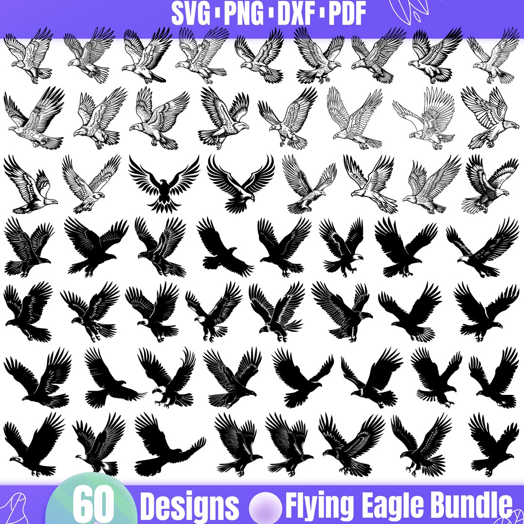 High Quality Flying Eagle SVG Bundle, Eagle Svg, Bald Eagle Svg, Flying Eagle Dxf, Flying Eagle ...