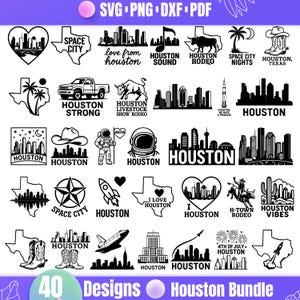 Houston SVG Bundle | 40 Space City Clipart Designs | Texas Skyline ...