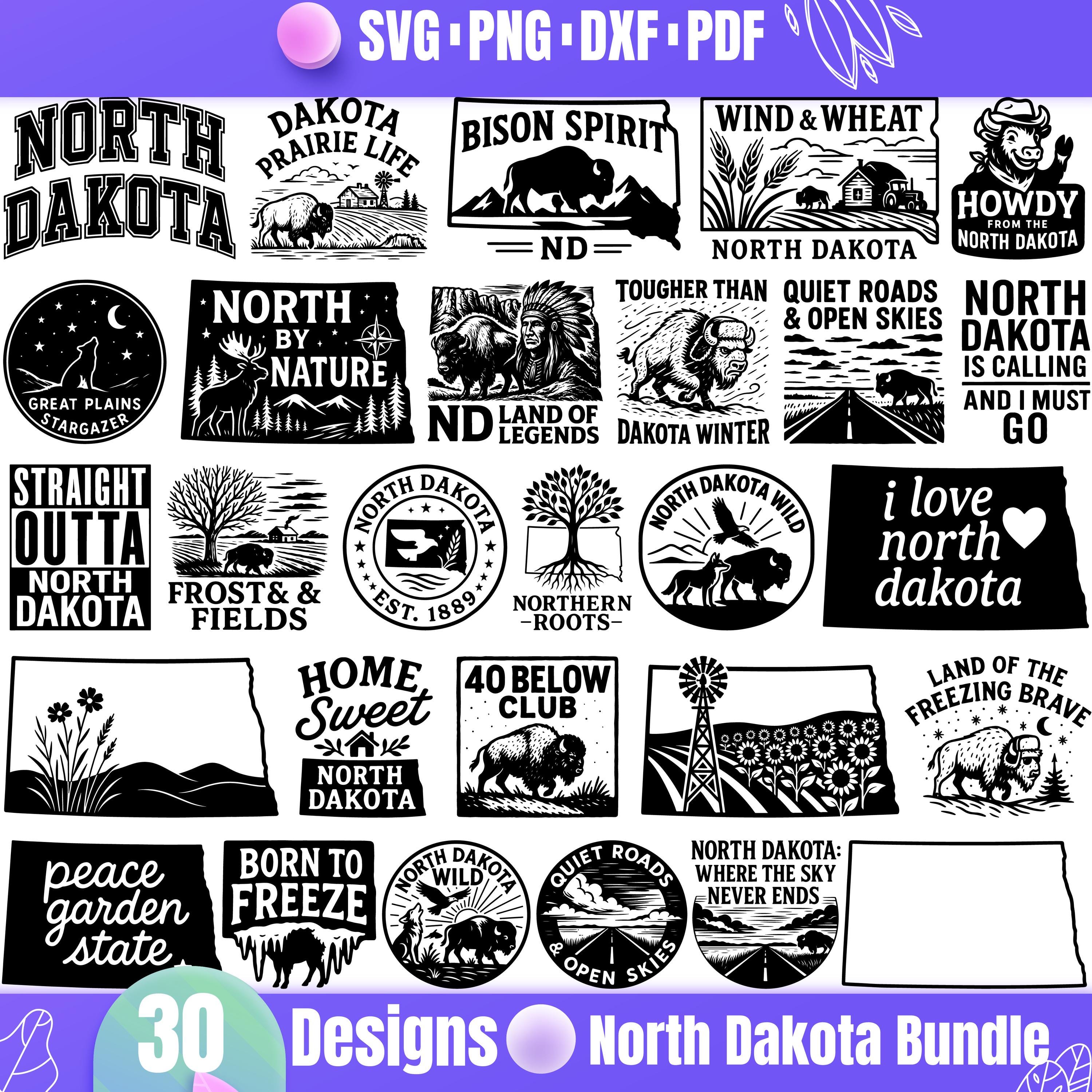 North Dakota SVG Bundle | 30 North Dakota State Designs | 40 Below Club ...