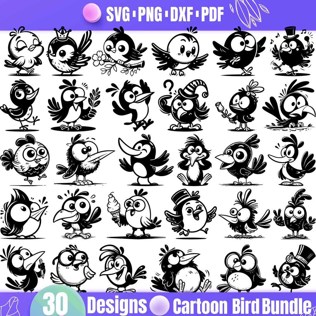 High Quality Cartoon Bird SVG Bundle, Cartoon Bird Dxf, Cartoon Bird ...
