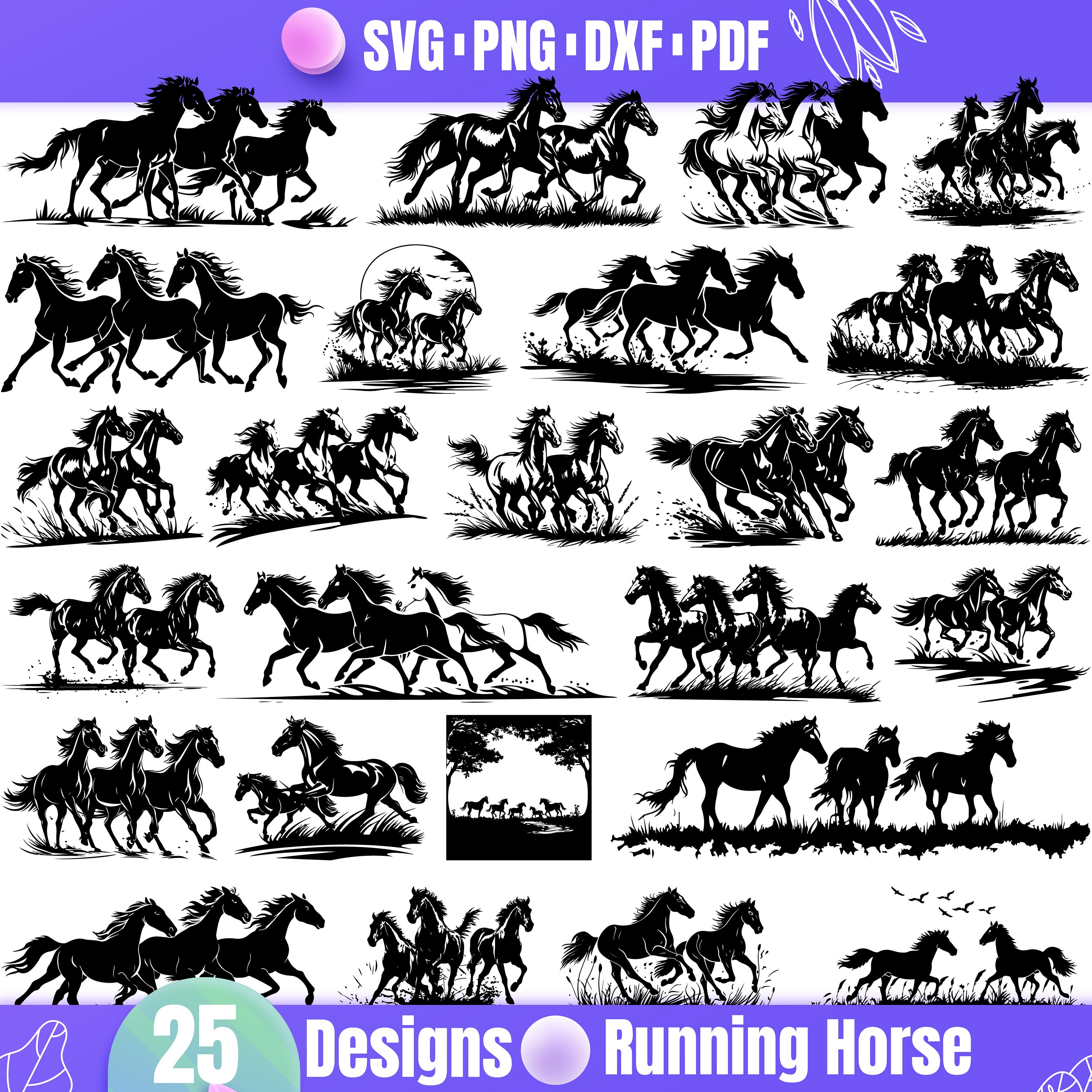 High Quality Running Horse SVG Bundle, Running Horse Dxf, Running Horse ...