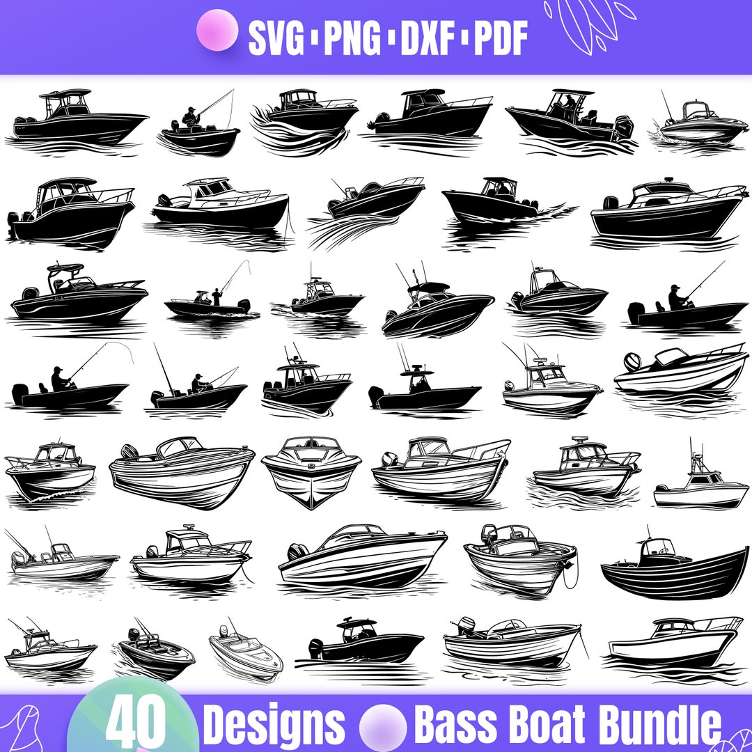 High Quality Bass Boat SVG Bundle, Bass Boat Dxf, Bass Boat Png, Bass ...