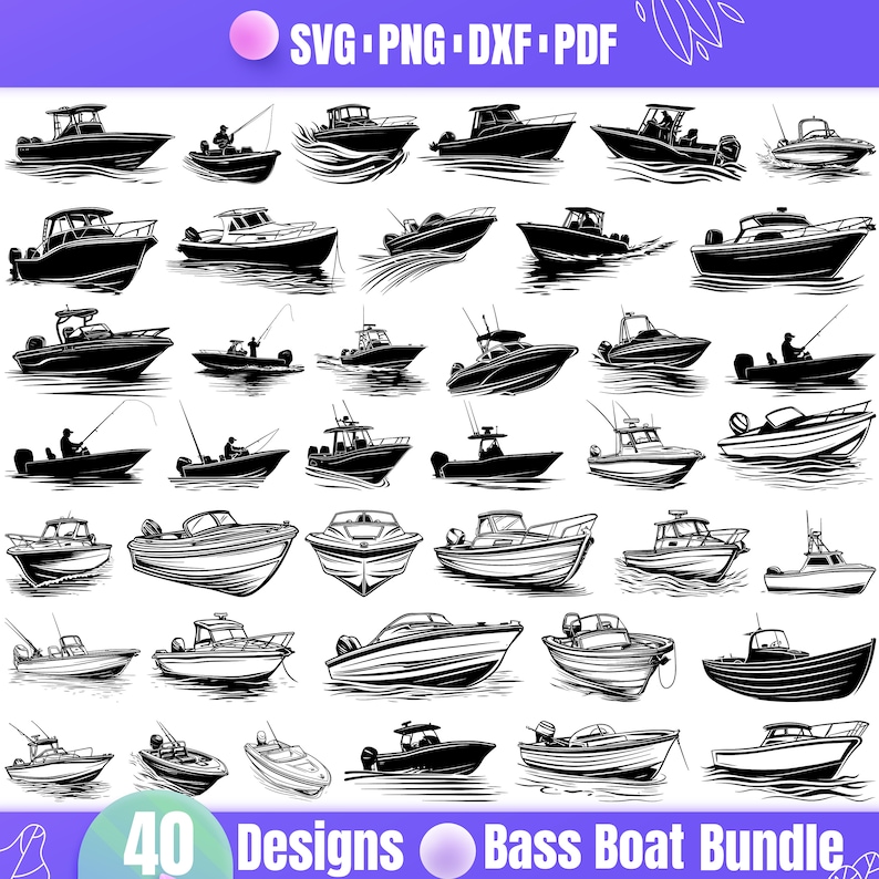 High Quality Bass Boat SVG Bundle, Bass Boat Dxf, Bass Boat Png, Bass ...
