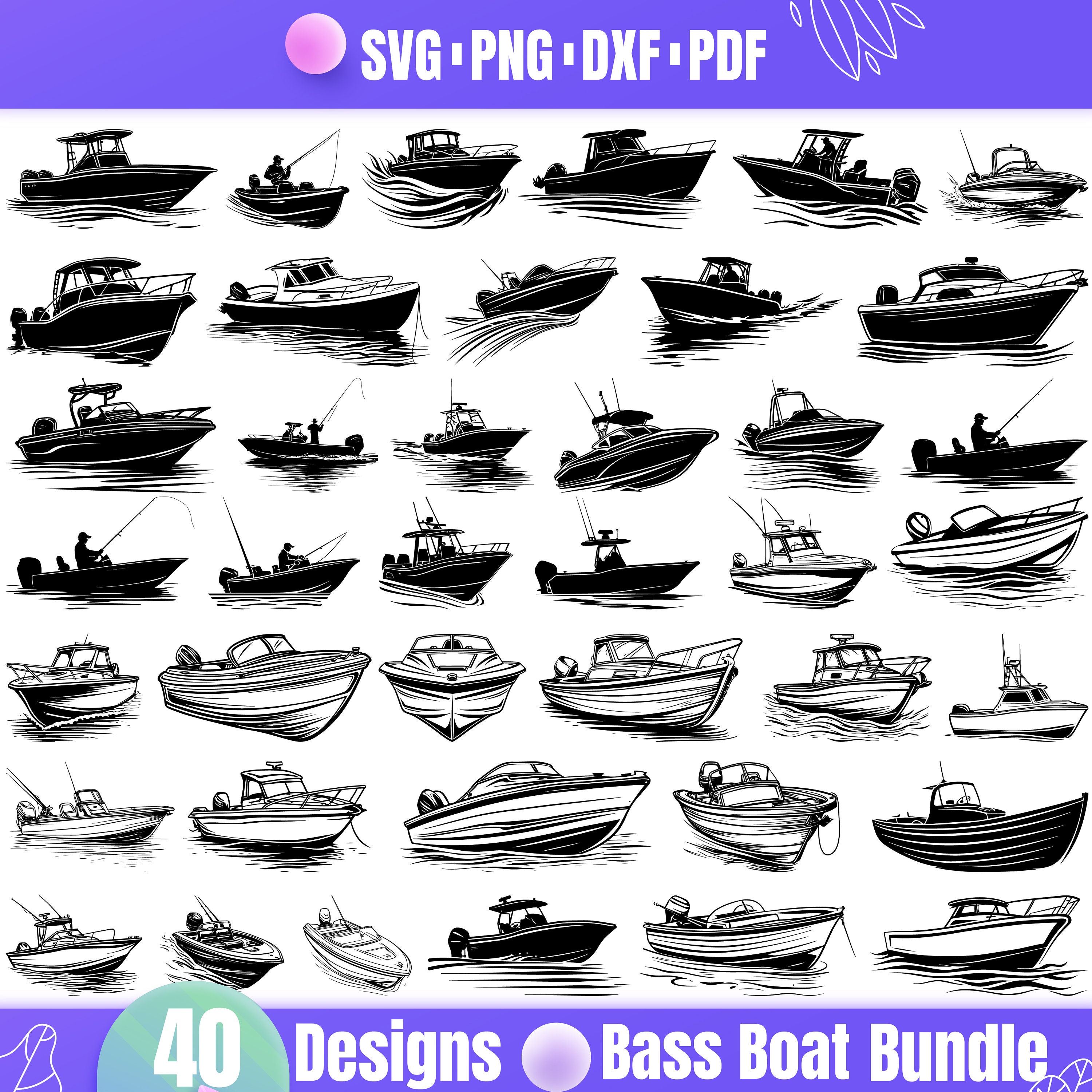High Quality Bass Boat SVG Bundle, Bass Boat Dxf, Bass Boat Png, Bass ...