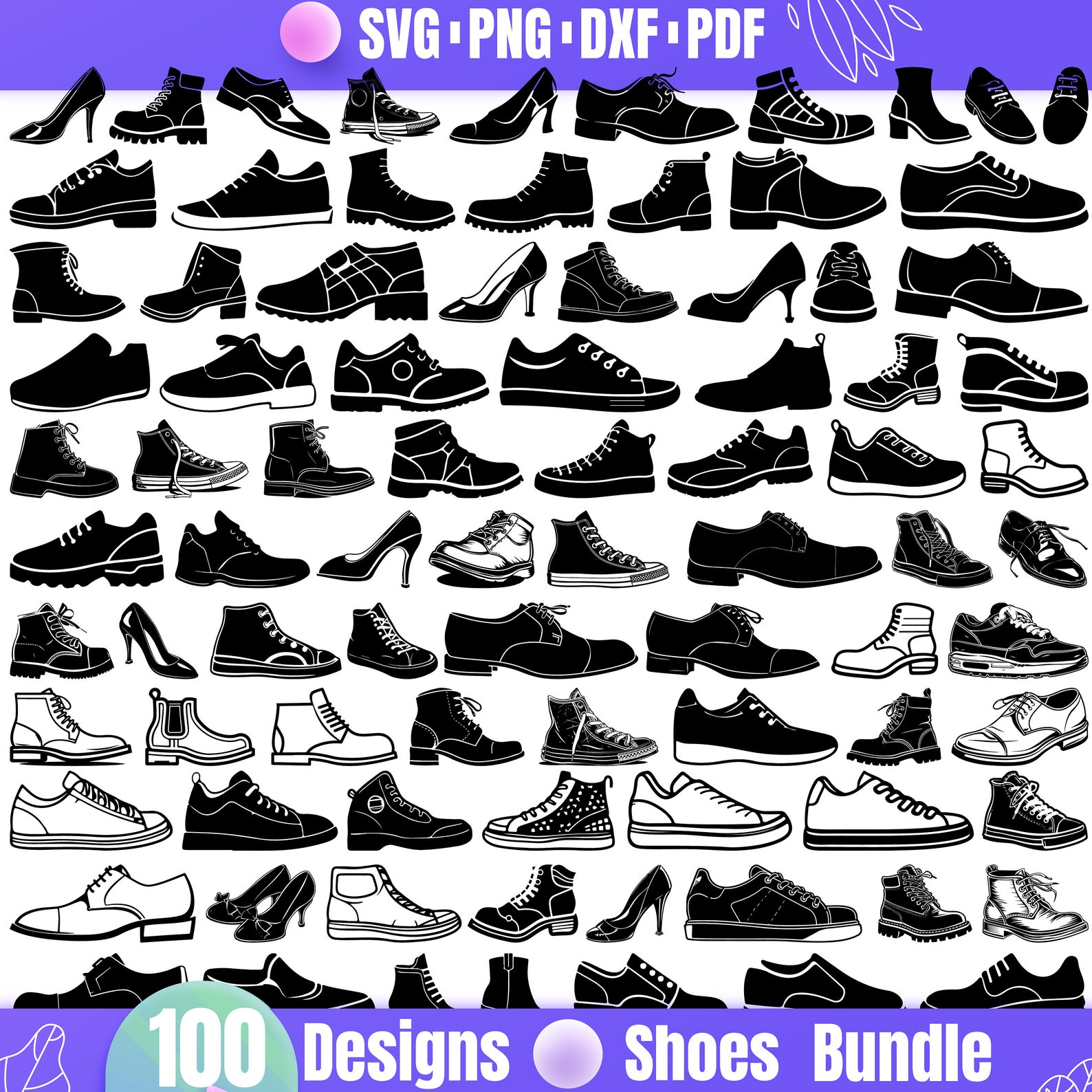 High Quality Shoes SVG Bundle, Shoes Dxf, Shoes Png, Shoes Vector ...