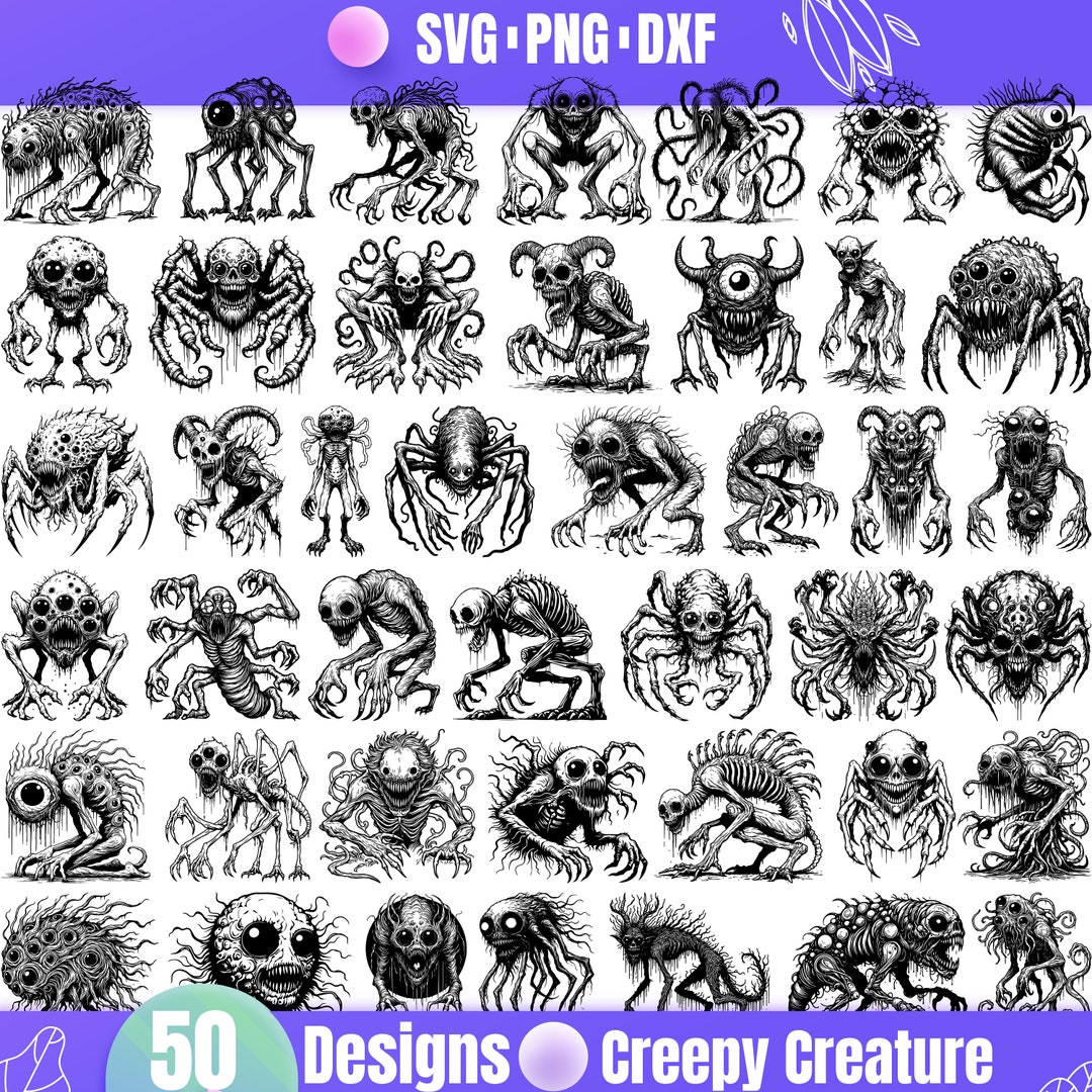 High Quality Creepy Creature SVG Bundle, Creepy Monster Svg, Creepy ...