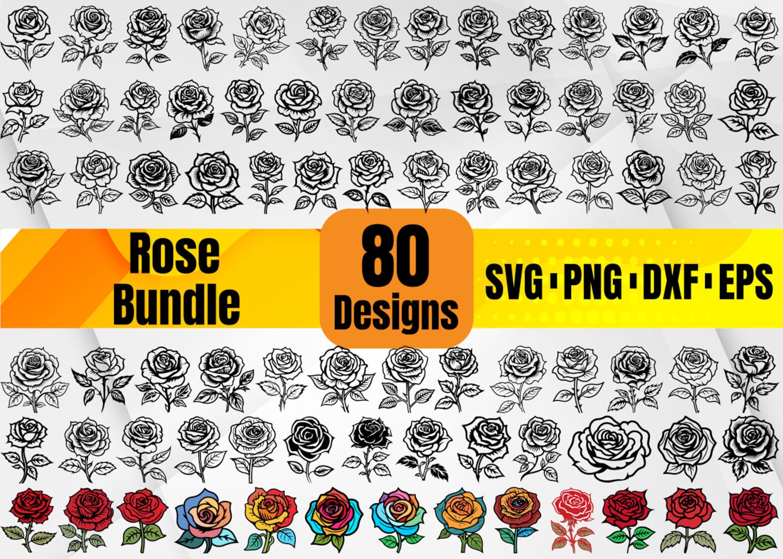 High Quality Rose SVG Bundle, Roses Svg, Rose Dxf, Rose Png, Rose Eps ...