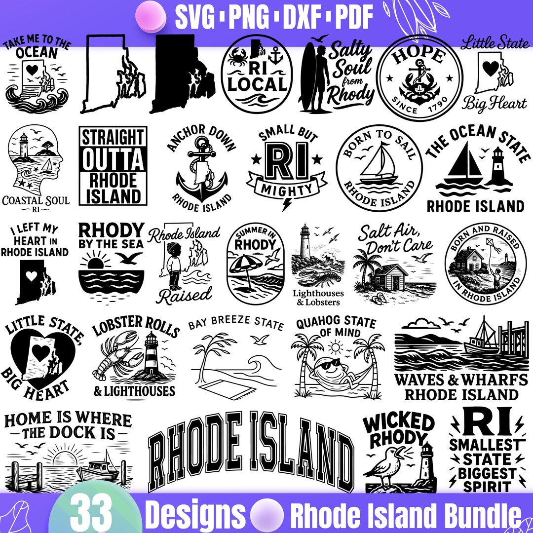 Rhode Island SVG Bundle | 33 Rhode Island State Designs | Wicked Rhody ...