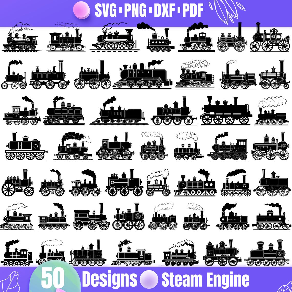High Quality Steam Engine SVG Bundle, Steam Engine Dxf, Steam Engine ...